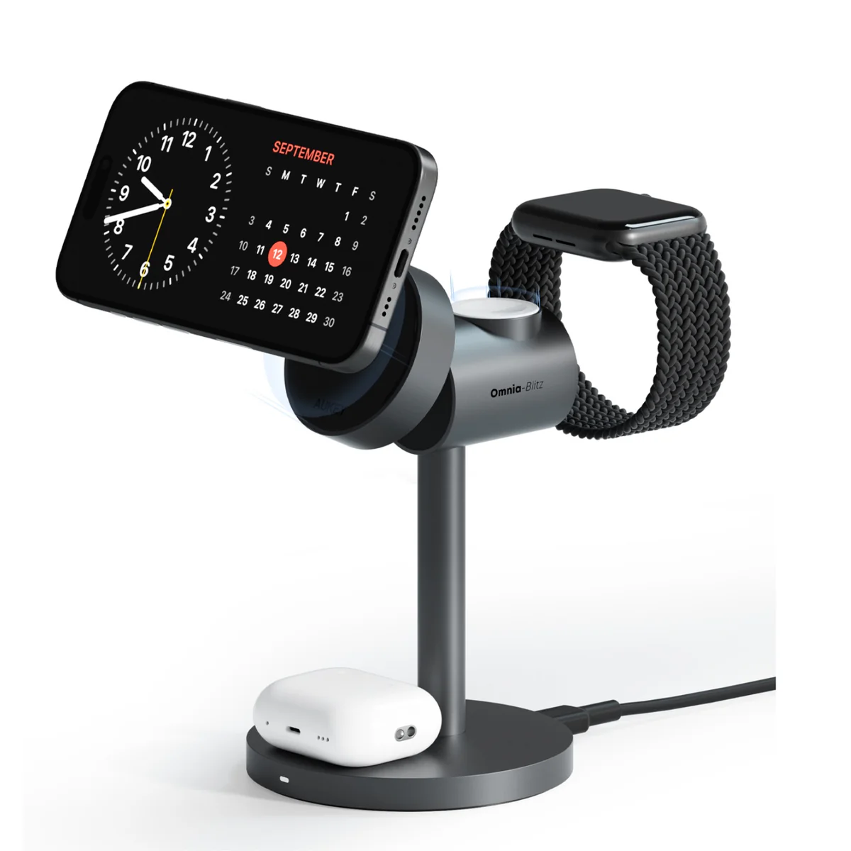 Aukey LC-MC311 MagFusion 3 in 1 Magnetic Fast Wireless Charging Station ...